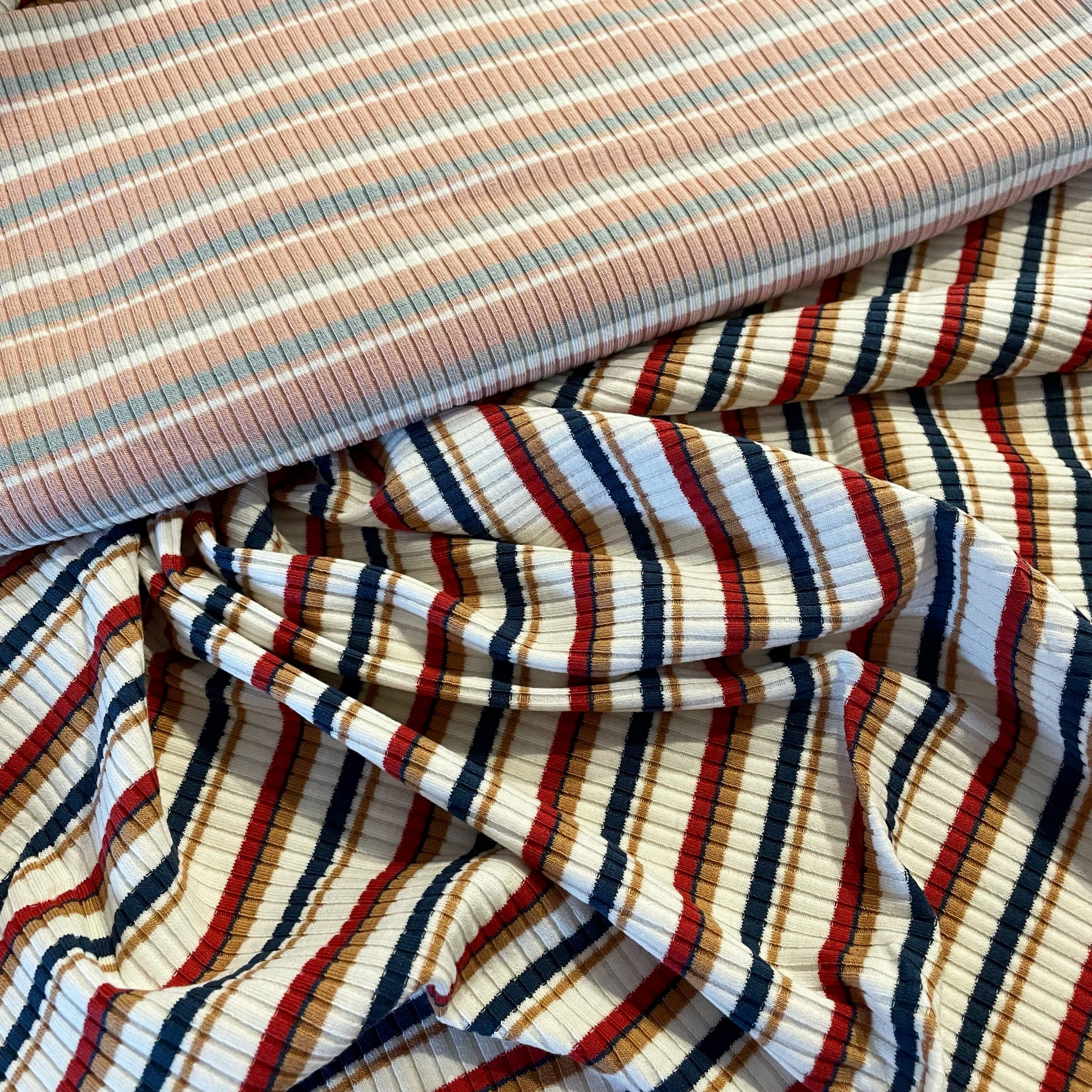 Pastel Stripe – Ribbed Knit – Frankie Bear Fabric