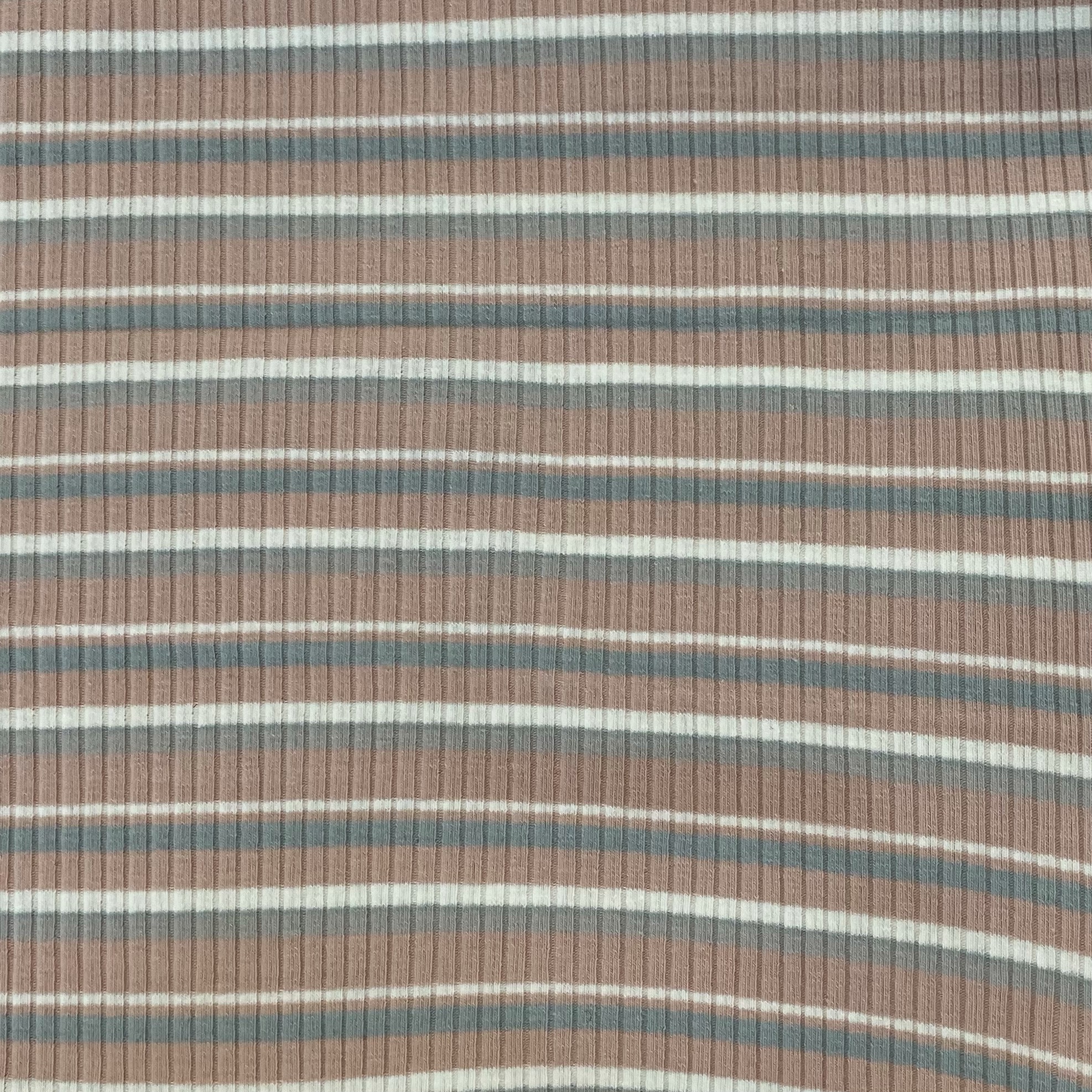 Pastel Stripe – Ribbed Knit – Frankie Bear Fabric