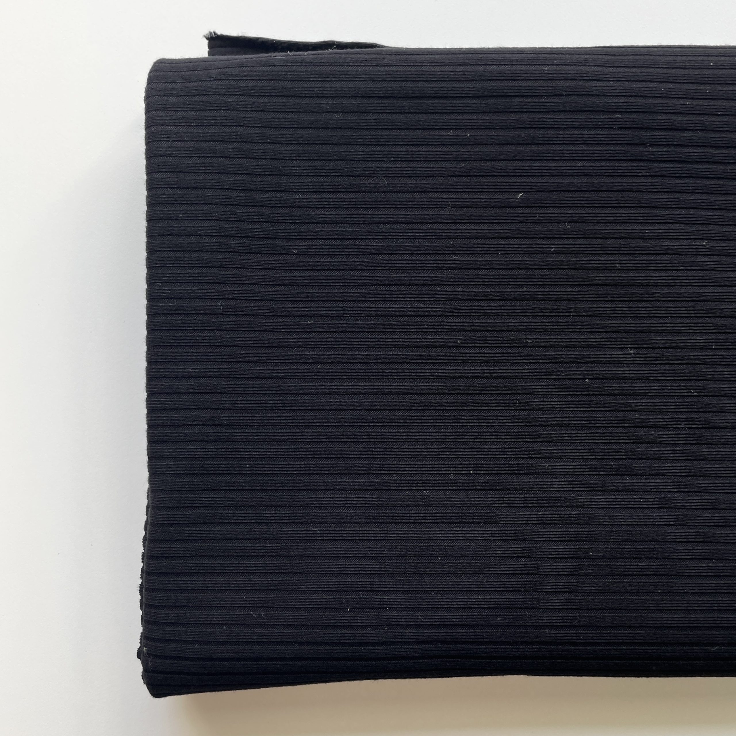 Black – Ribbed Knit – Frankie Bear Fabric