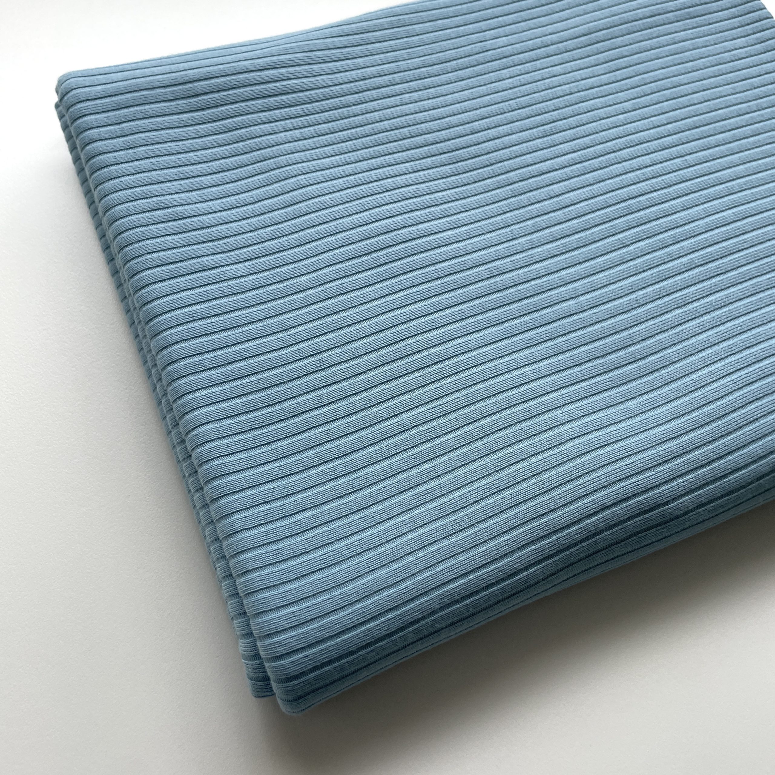 Blue – Ribbed Knit – Frankie Bear Fabric